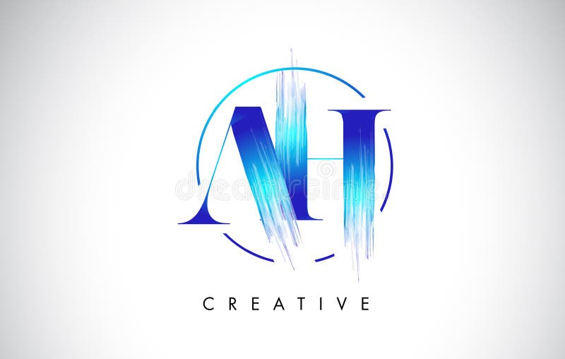 AH Brush Stroke Letter Logo Design. Blue Paint Logo Leters Icon Stock ...