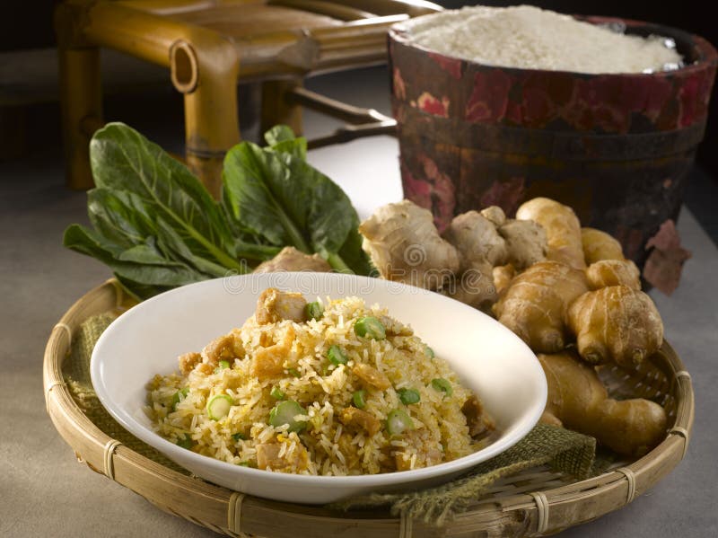 Ah Kon or Por Ginger Fried Rice Served in a Dish Isolated on Table Side ...