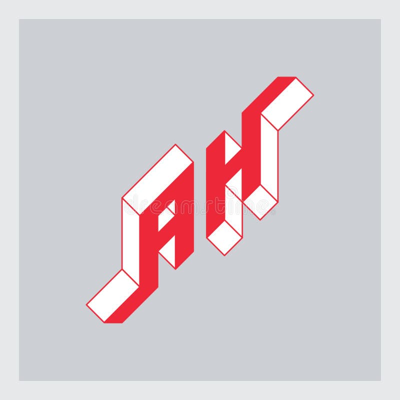 AH - 2-letter Code. Isometric 3d Font for Design. Three-dimension ...