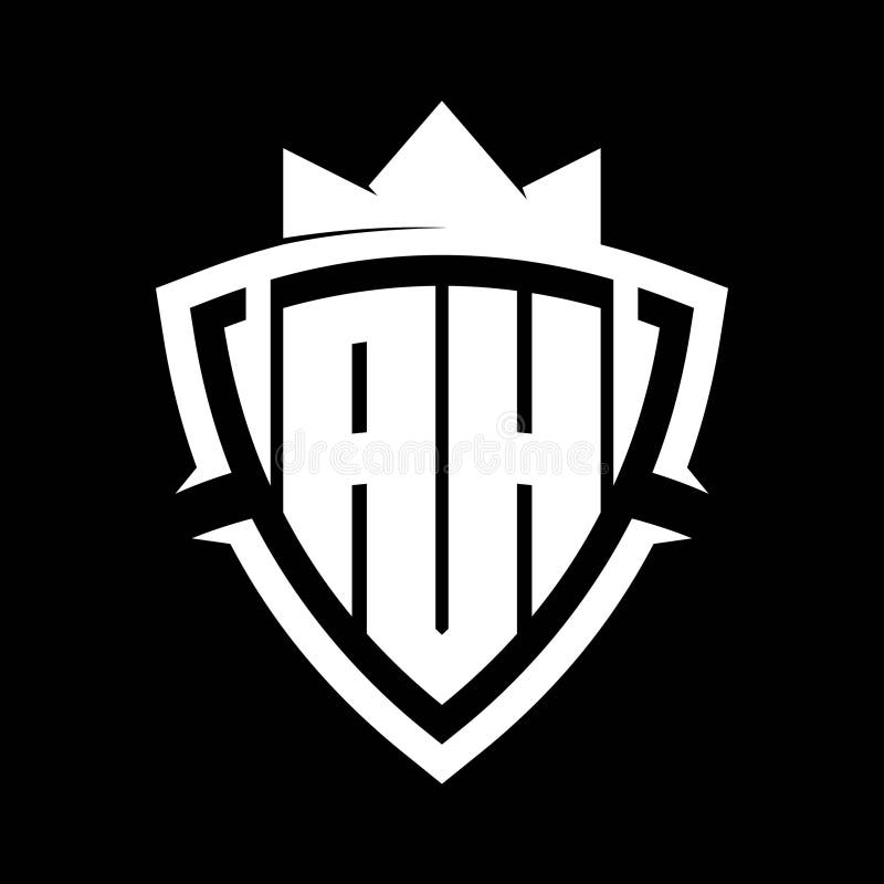 AH Letter Monogram with Triangle Curve Shield Shape with Crown White ...