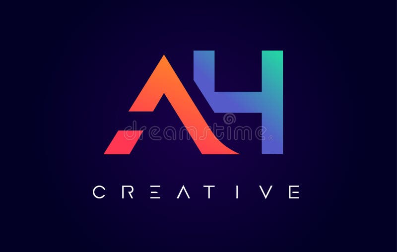 AH Logo Letter Design with Modern Creative Concept and Orange Blue ...