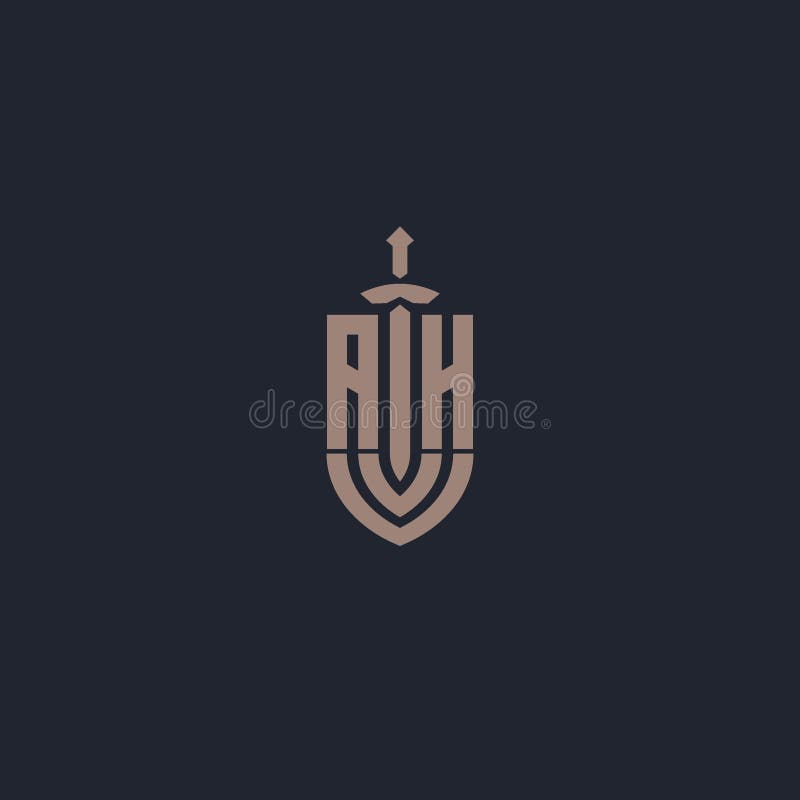 AH Logo Monogram with Sword and Shield Style Design Template Stock ...