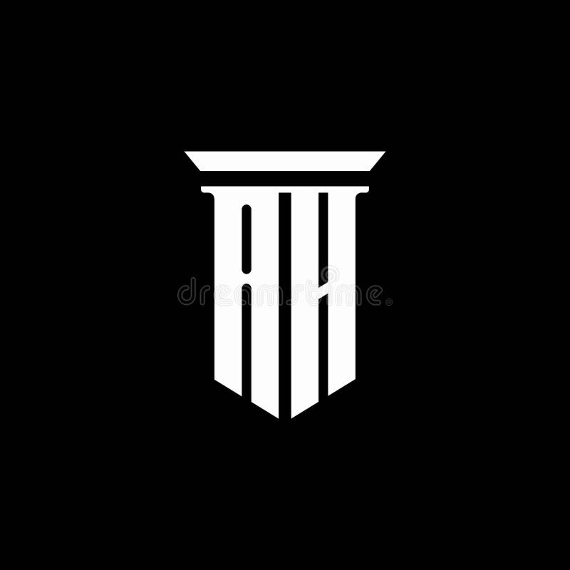 AH Monogram Logo with Emblem Style Isolated on Black Background Stock ...