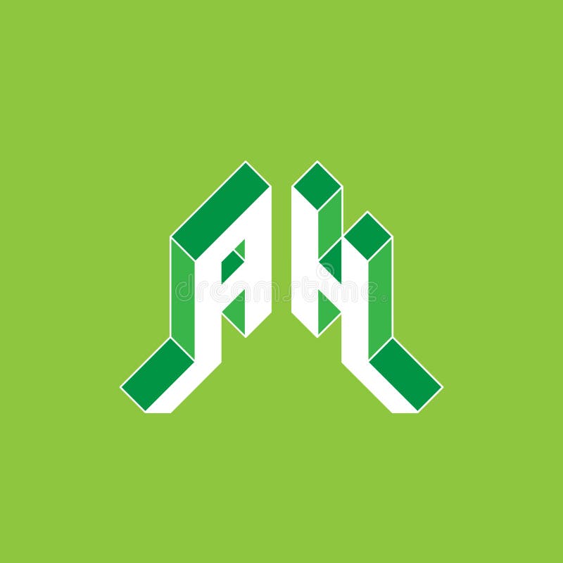 AH - Monogram or Logotype. a and H - 2-letter Code. Isometric 3d Font ...