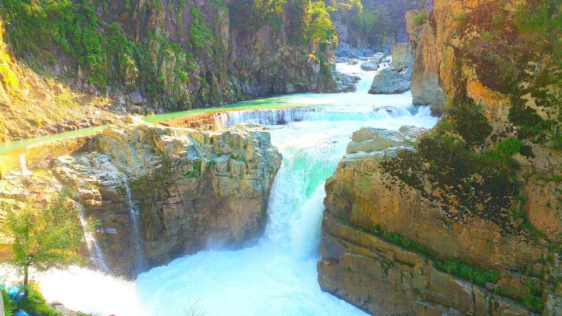 The Aharbal Waterfall stock image. Image of waterfall - 126371535