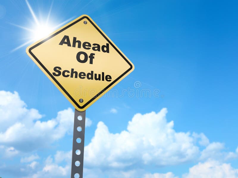 Ahead of schedule sign stock illustration. Illustration of blue - 113639888