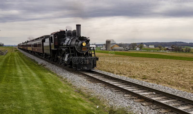 Ahead and Slightly To the Side View Os a Restored Steam Passenger Train ...
