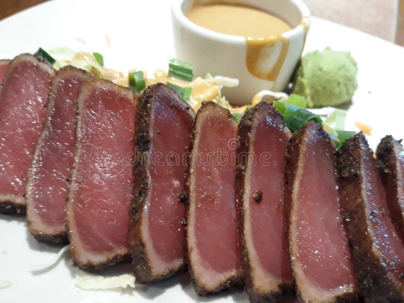 Ahi Tuna Appetizer (landscape) Stock Image - Image of yumm, appetizer ...