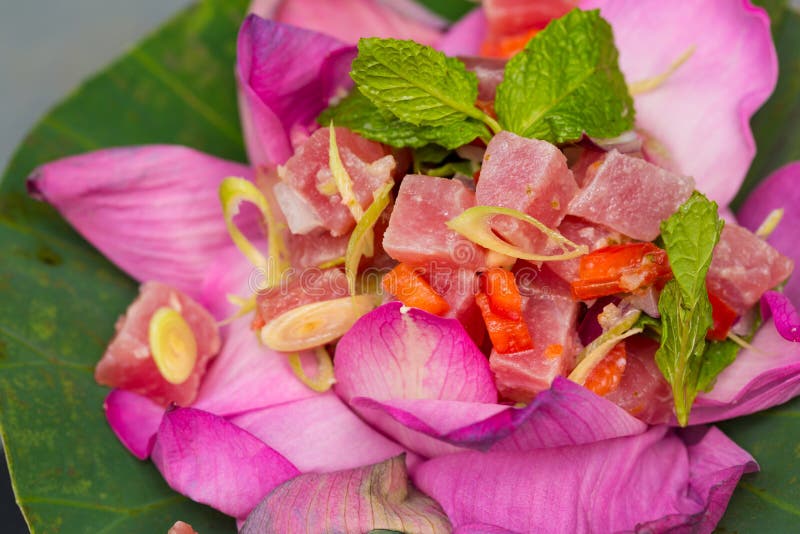 Ahi Tuna Salad stock photo. Image of plated, lotus, onion - 81354130