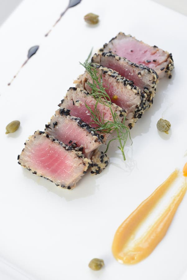 Ahi Tuna Seared stock photo. Image of food, prepared - 68580152