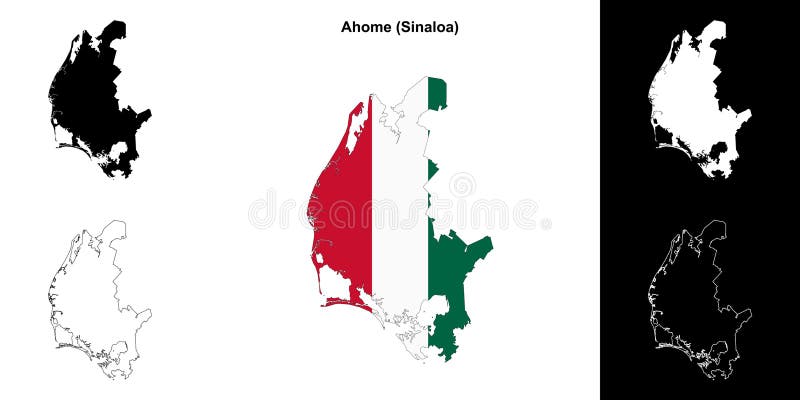 Ahome outline map stock vector. Illustration of shape - 379944452
