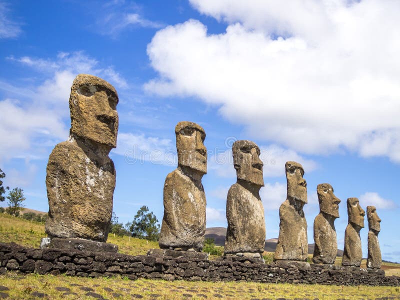 Ahu Akivi side view stock image. Image of landscape, pascua - 85147915