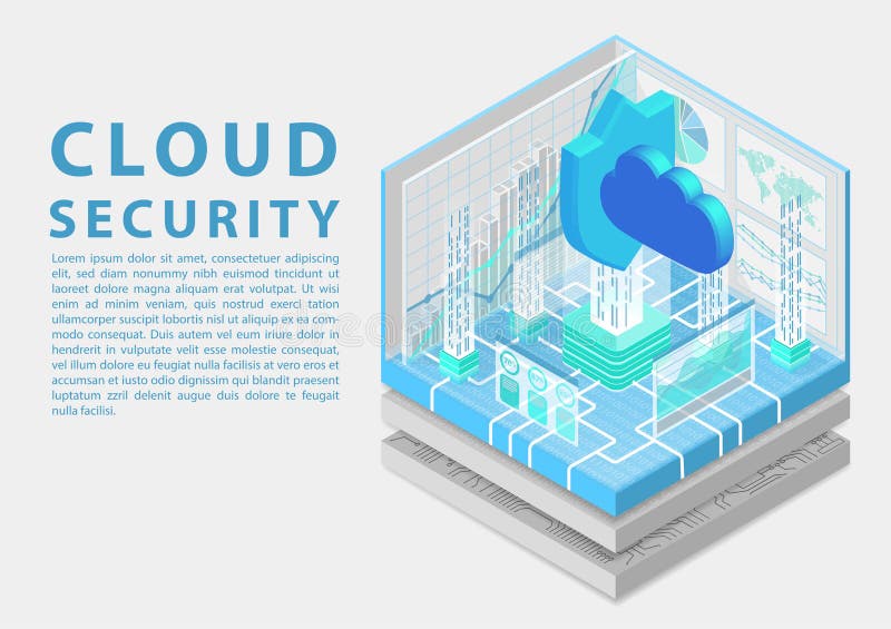 Cloud Computing Security Concept with Symbol of Floating Cloud and Shield As Isometric 3d Vector ...