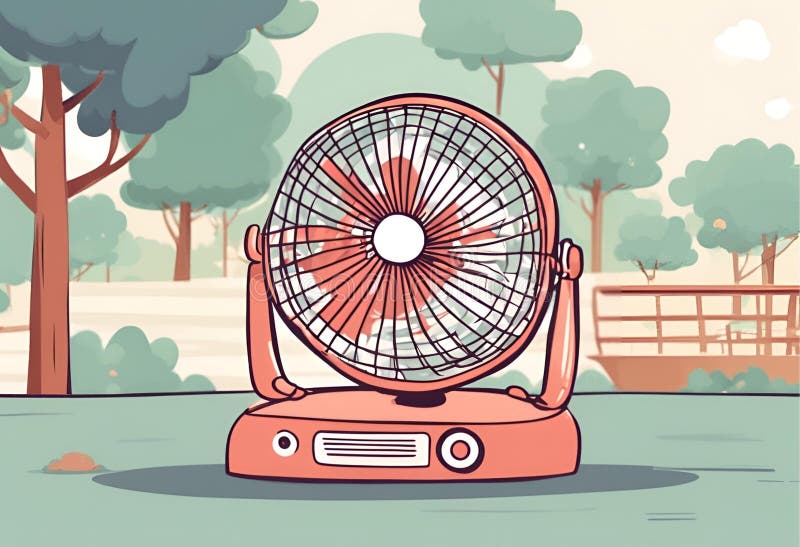 Old Desk Fan Brings Childhood Memories.Cartoon Retro Abstract Art.AI ...