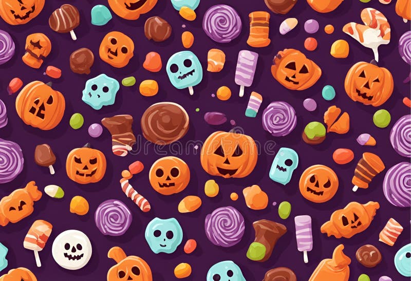 Various Halloween Candies Assortment.Cartoon Abstract Art.AI Generated ...