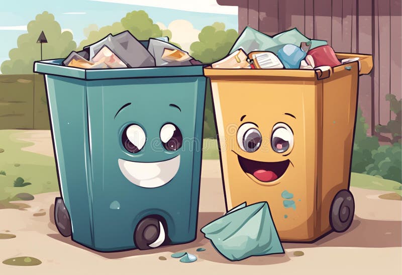 Plastic Waste Waiting To Be Recycled for Reuse .Cartoon Abstract Art.AI ...