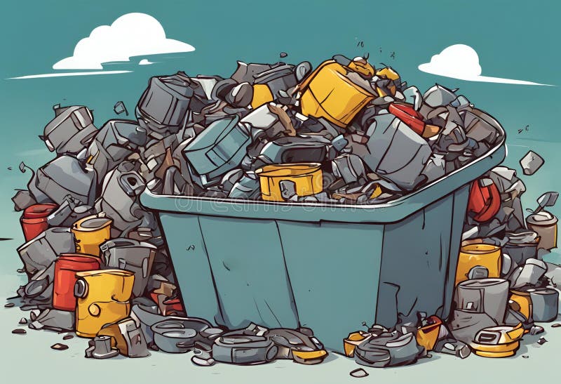 Metal Waste Overflows in Tanks, Waiting To Be Transported for Recycling ...