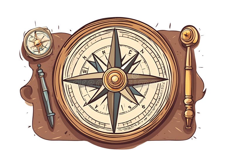 Ancient Compass Needle Used Effectively for Accurate Navigation.Cartoon ...