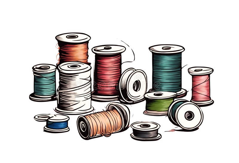 Multicolored Threads Used for Sewing Fabrics, Weaving, or Other ...