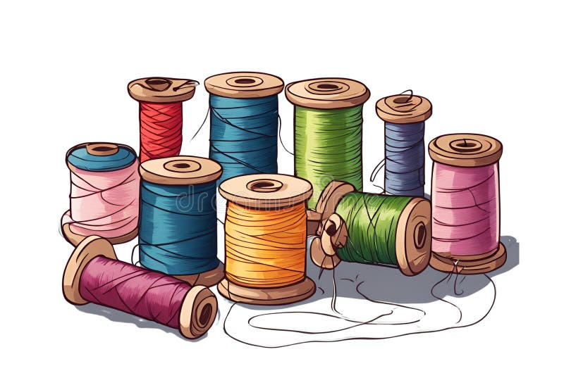 Multicolored Threads Used for Sewing Fabrics, Weaving, or Other ...