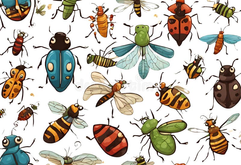 Many Insects Flying Around Incessantly.Cartoon Abstract Art.AI ...