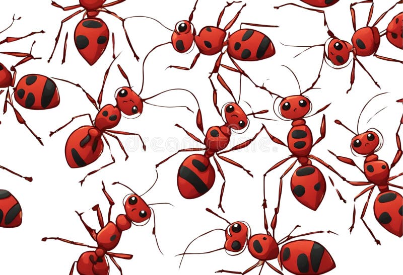 Background Filled with Many Red Ants Crawling Around.Cartoon Abstract ...