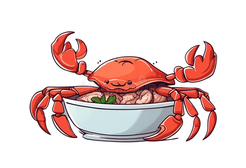 Steamed Red Crab, Fresh Seafood.Cartoon Abstract Art.AI Generated Stock ...
