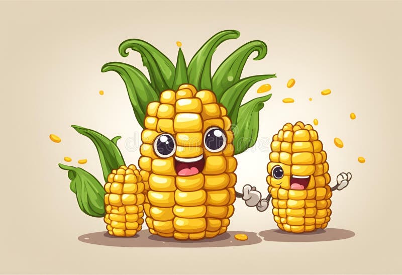 Corn Cobs with a Smile Delightful To Eat.Cartoon Abstract Art.AI ...