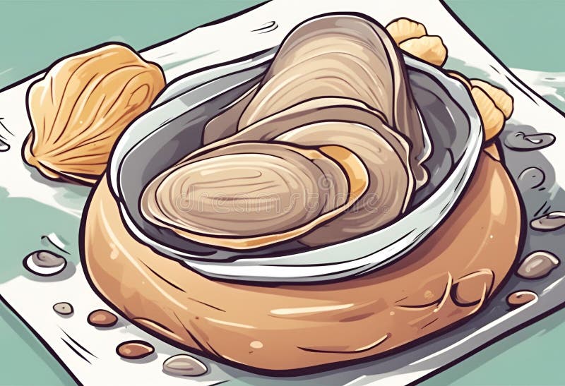 Delicious Fresh Oysters Clams.Cartoon Abstract Art.AI Generated Stock ...