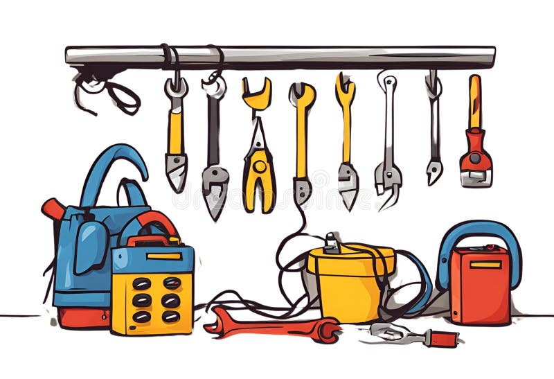 Auto Mechanic Repair Tools Set.Cartoon Abstract Art.AI Generated Stock ...