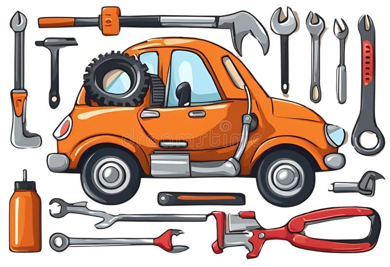 Comprehensive Auto Repair Tool Kit.Cartoon Abstract Art.AI Generated ...