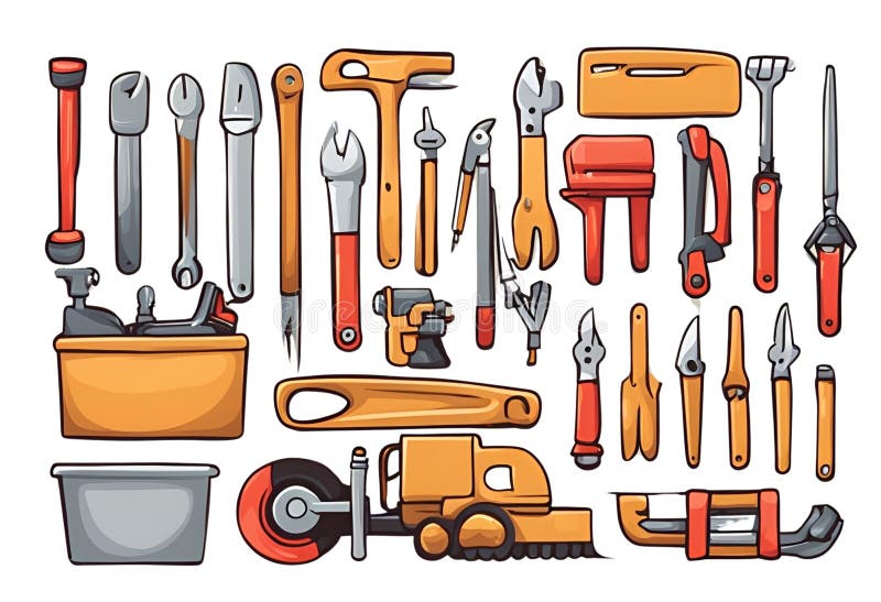 Household Tools for Regular Repairs.Cartoon Abstract Art.AI Generated ...
