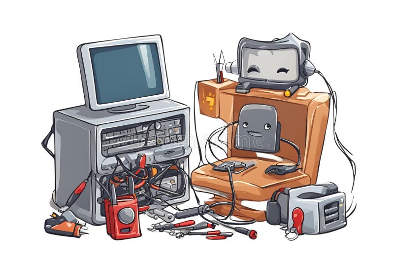 Electronic Repair Tools.Cartoon Abstract Art.AI Generated Stock ...