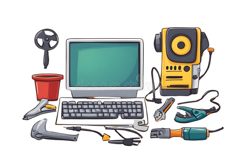 Electronic Repair Tools.Cartoon Abstract Art.AI Generated Stock ...