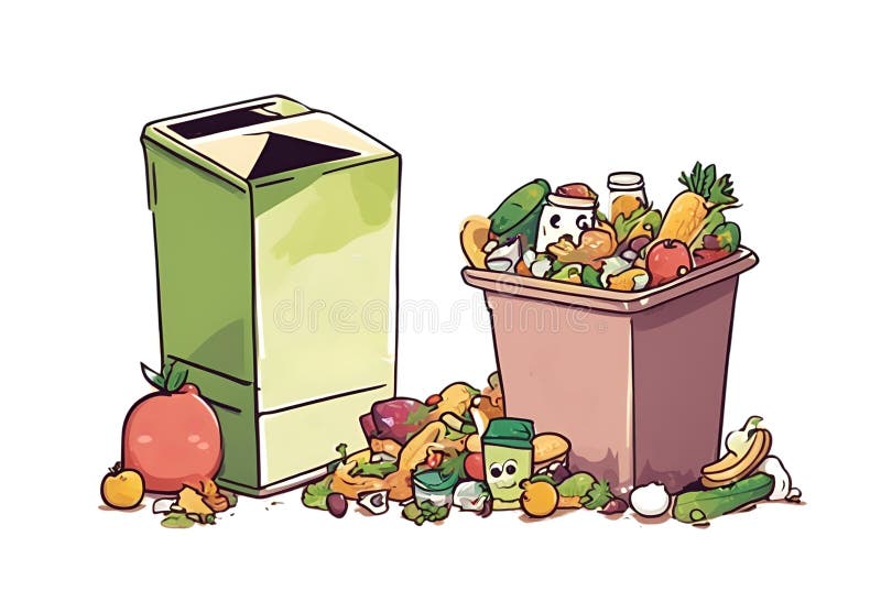 Household Food Waste Overflowing daily.Cartoon Abstract Art.AI ...