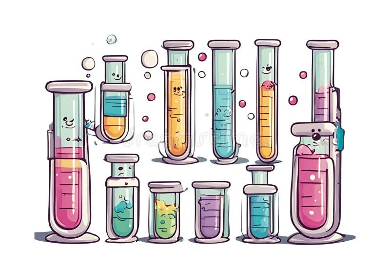 Test Tubes in Various Colors.Cartoon Abstract Art.AI Generated Stock ...