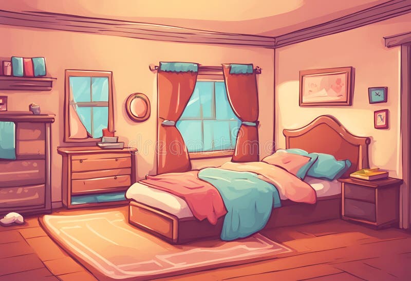 Bright and Colorful Bedroom Decor.Cartoon Abstract Art.AI Generated ...