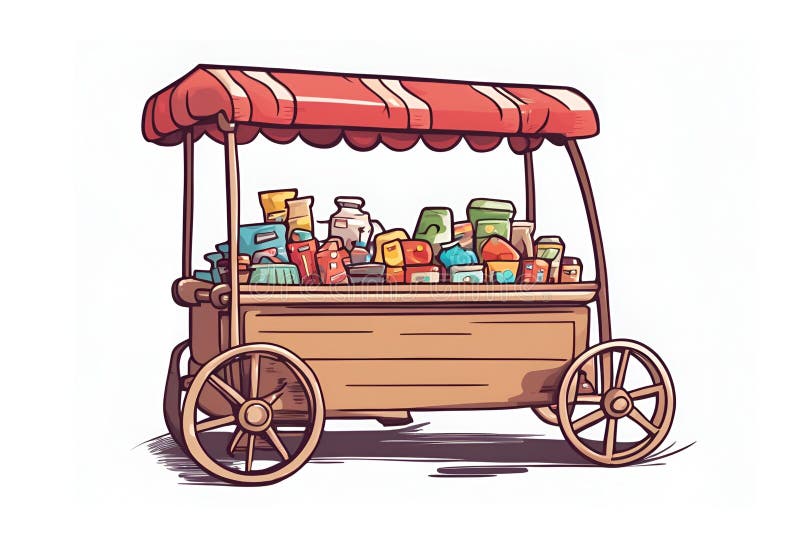 Food Truck Serving Tasty Food.Cartoon Abstract Art.AI Generated Stock ...