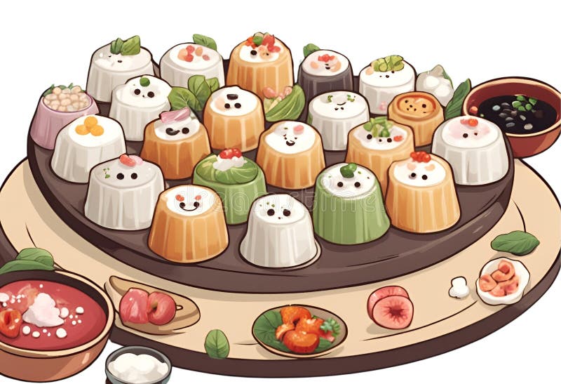 Soft, Fluffy Steamed Rice Cake, a Treat.Cartoon Abstract Art.AI ...