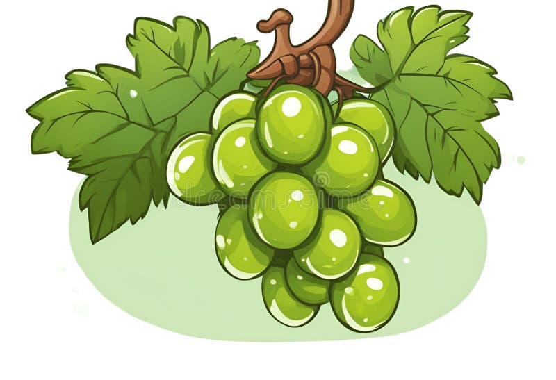 Fresh Delicious Green Grapes.Cartoon Abstract Art.AI Generated Stock ...