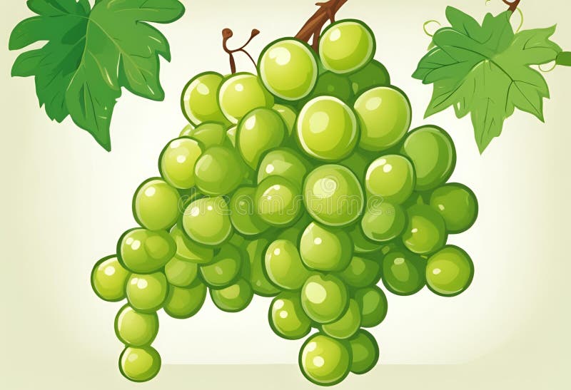 Fresh Delicious Green Grapes.Cartoon Abstract Art.AI Generated Stock ...