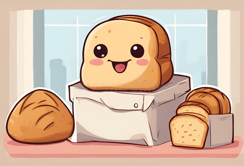 Freshly Baked Bread, Ready To Eat.Cartoon Abstract Art.AI Generated ...