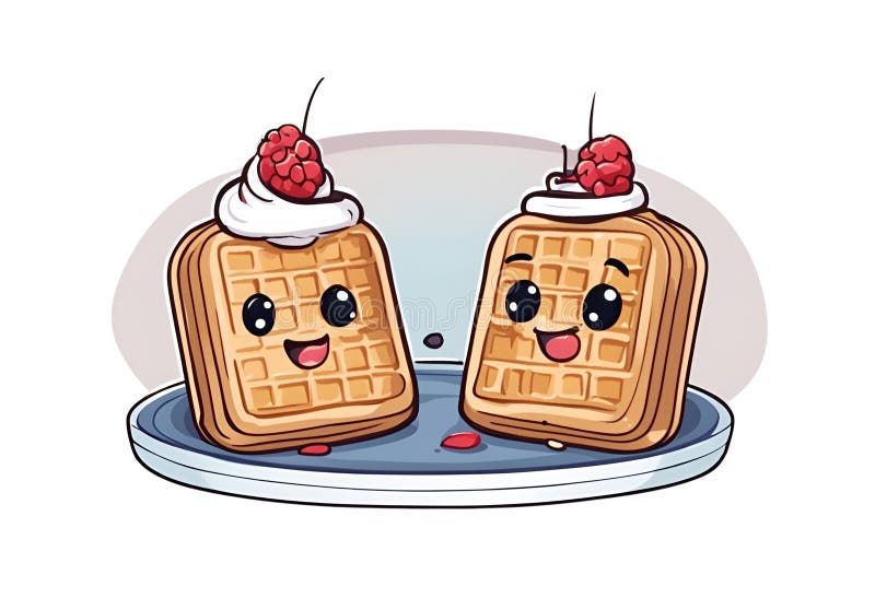 Delicious Crispy Flavorful Waffles.Cartoon Abstract Art.AI Generated ...