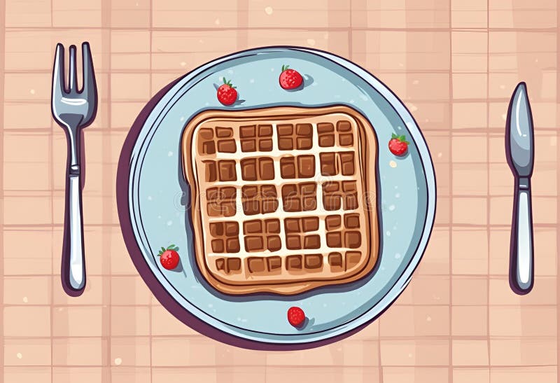 Delicious Crispy Flavorful Waffles.Cartoon Abstract Art.AI Generated ...