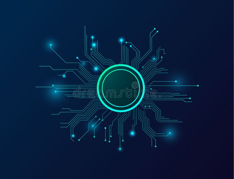 Ai Abstract Circuit. Electrical Round Green Microcircuit. Stock ...
