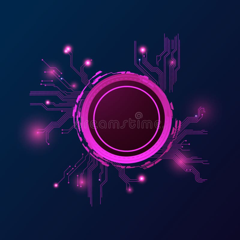 Ai Abstract Circuit. Purple Scheme with Lines and Glowing Dots. Stock ...