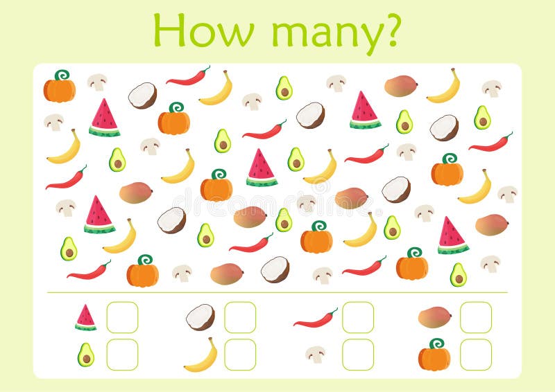 How Many Counting Preschool Worksheet for Students with Fruits and ...