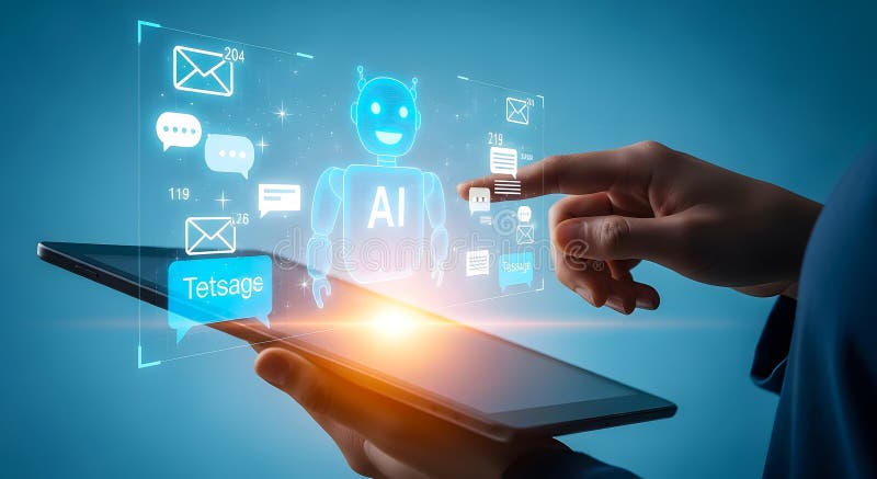 AI Agent in Business Concept, Person Using Laptop with Glowing ...