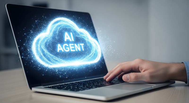 Ai Agent Cloud Computing on Laptop Concept for Artificial Intelligence and Automation Technology ...