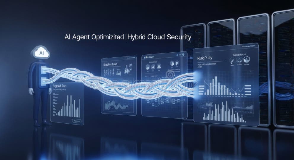 AI Agent Optimizing Hybrid Cloud Security with Data Visualization Stock ...